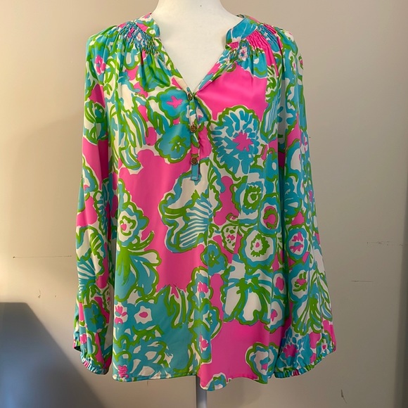 Lilly Pulitzer | Tops | Lilly Pulitzer Elsa Silk Blouse Pink A Delicacy ...